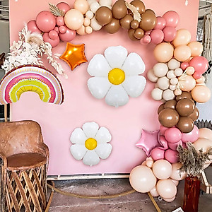 Daisy Groovy Balloon Boho Rainbow Balloon Groovy Birthday Party Decorations Daisy Flower Star Foil Balloons for Groovy Party Supplies Two Groovy Birthday Baby Shower Decor Supplies