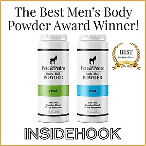 Pete & Pedro BODY & BALL POWDER (Fresh Scent), Talc-Free Men’s Body Powder Deodorant for Men, Sweat Absorbs Blocks Odor, Hygiene for Groin Area, Ideal For Gym & Daily Use | Seen on Shark Tank, 5 oz