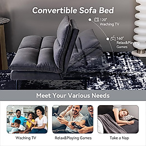 Hcore Couch, Memory Foam Futon,Small Splitback Loveseat Sleeper Sofa Bed Sofabed, Black