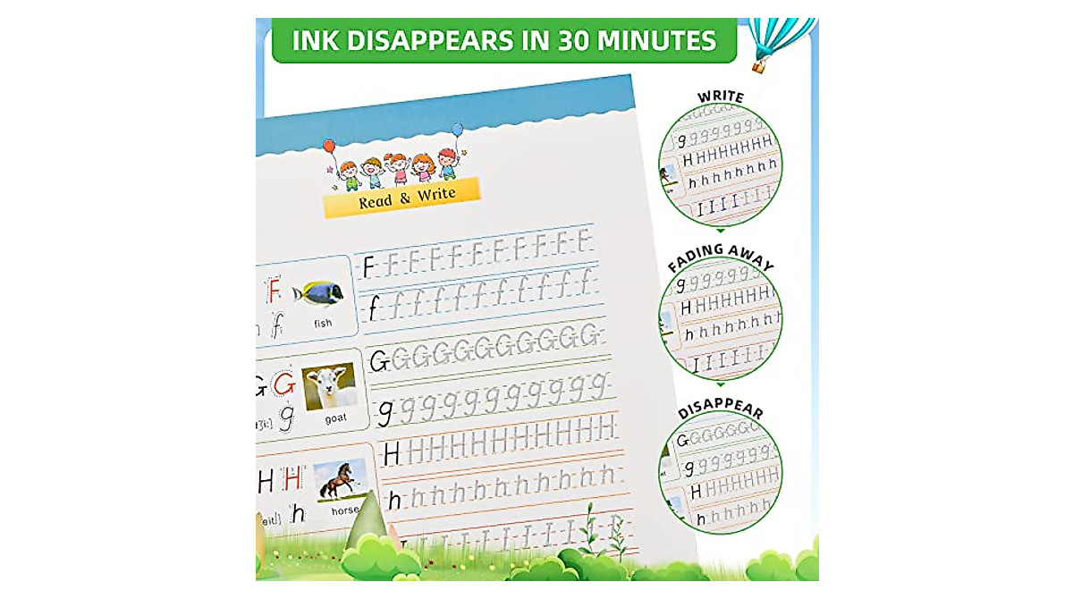 XQIANWJ 4 Pack Large Magic Practice Copybook for Kids,Reusable ...