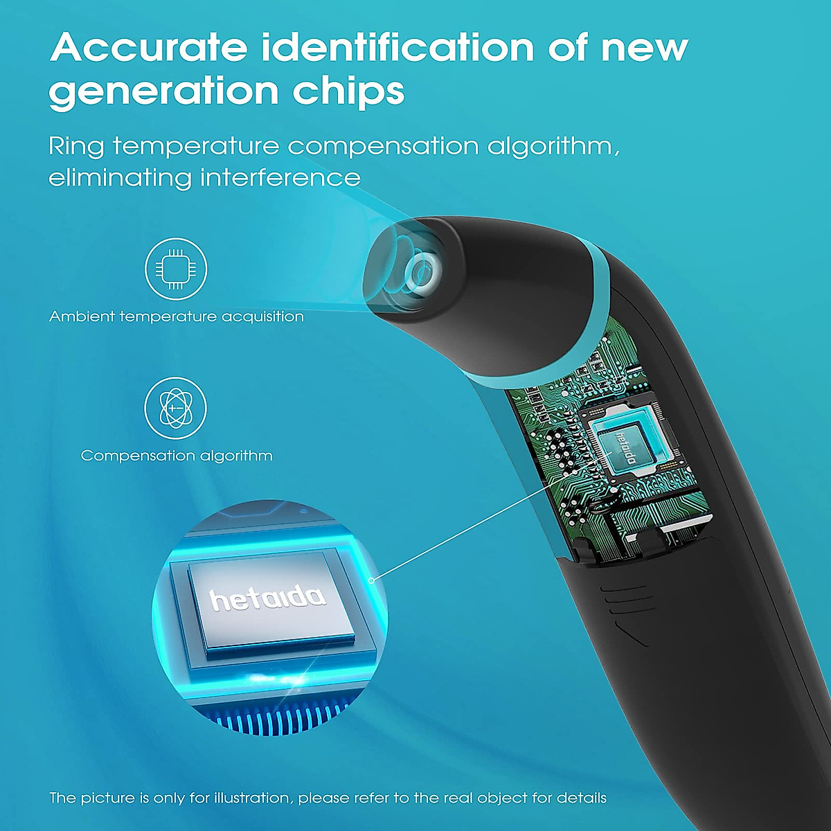 Forehead Thermometer for Adults, 4 in 1 Ear Thermometer for Kids, No Touch Baby Thermometer, Digital Thermometer with Fever Alarm and Object Measurement - Fast, Reliable and Accurate (Black)