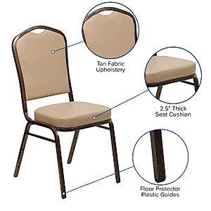 EMMA + OLIVER Crown Back Stacking Banquet Chair in Tan Vinyl - Copper Vein Frame