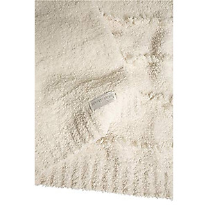 Barefoot Dreams CozyChic Placed Fringe Blanket, Throw Blanket, Cream-45”x60”