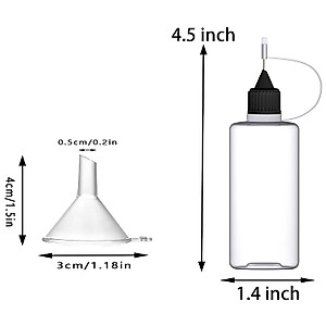 6 Pcs 2 Ounce Tip Applicator Glue Bottle with 2 Pcs Mini Funnels for Glue, Liquid, Alcohol Ink, Acrylic Painting