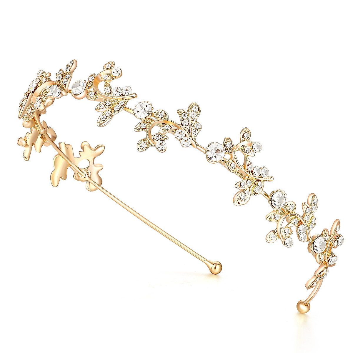 Ammei Headpiece Crystal Headband Bridal Tiara Flower Shape Women's Headpiece Metal Rhinestone Headbands For Girls