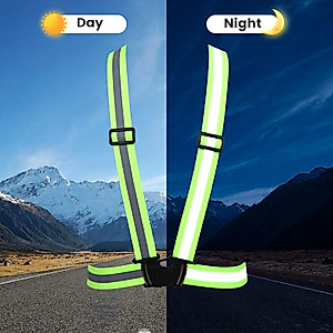 Reflective Vest, 2-Pack Reflective Gear High Visibility Suspenders Safety Lightweight Straps with Elastic & Adjustable Holes, 360° Hi-Vis Running Vest for Running, Jogging, Hiking, Cycling, and More