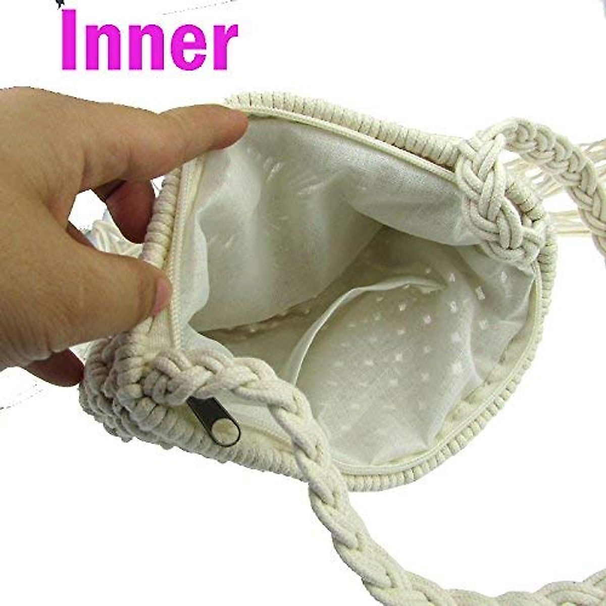 Donalworld Women Tassel Shoulder Bag Bohemian Beach Crochet Messenger Bags White