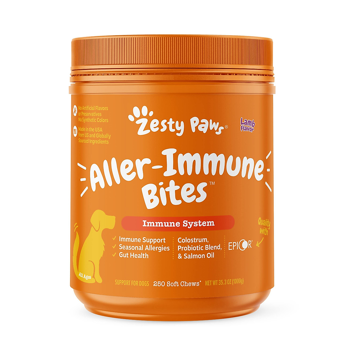 Allergy Immune Supplement for Dogs Lamb- with Omega 3 Wild Alaskan Salmon Fish Oil + Probiotic for Dogs - with Natural Digestive Enzymes + Prebiotics & Pumpkin