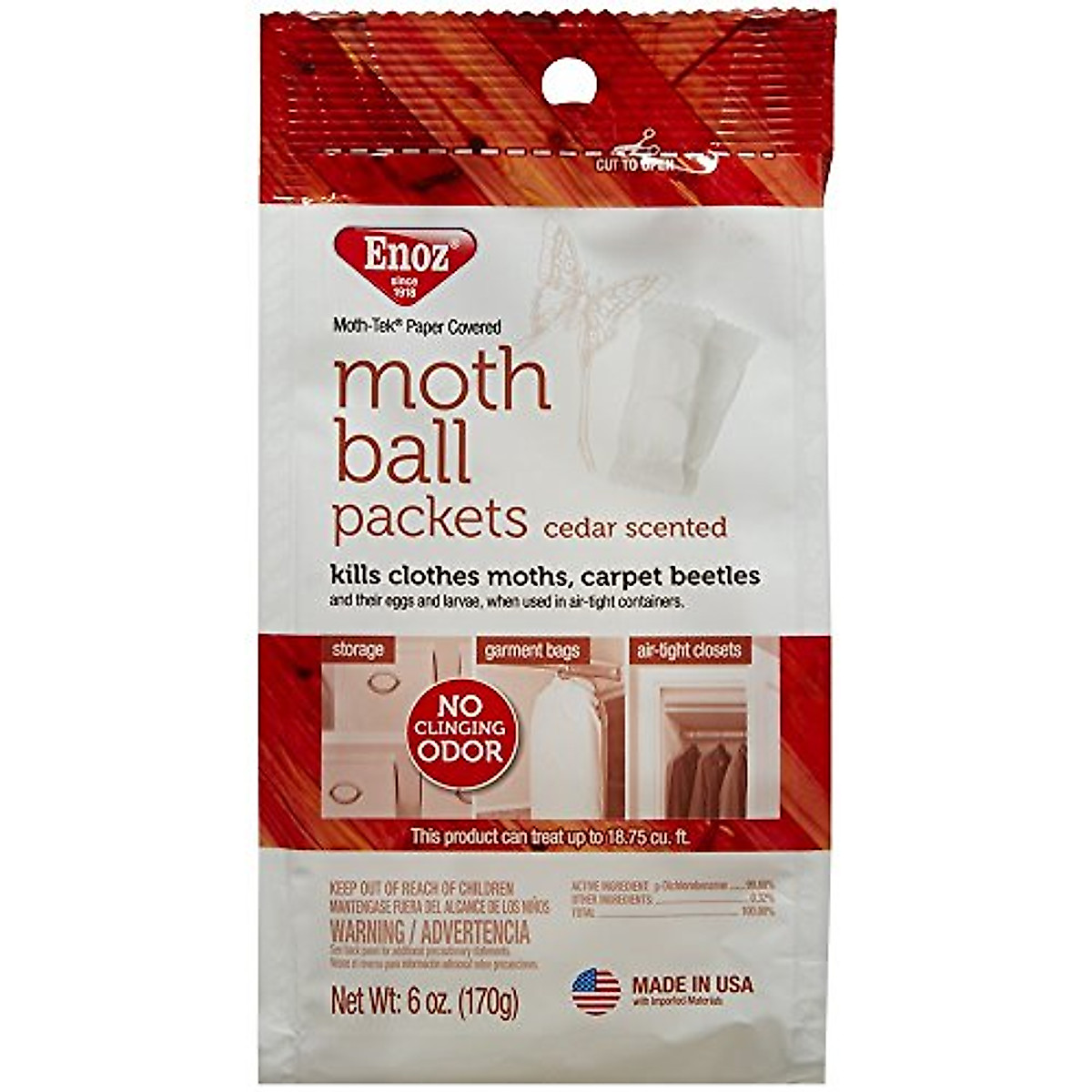 Enoz Moth-Tek Packets Cedar Scent - 6 oz. Bag (3 - Pack)