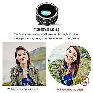 VASDEV Phone Camera Lens Kit Upgraded Version Telephoto 28X + Wide Angle 0.6X Macro 20X Fisheye 198° for iPhone Samsung Android and Most Smartphones, VASDEV-1