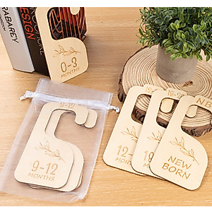 ABSOFINE Baby Closet Dividers, 8PCS Wooden Double Nursery Closet Size Dividers, Baby Closet Organizer Closet Dividers from Newborn to 24 Months for Baby Girls or Boys