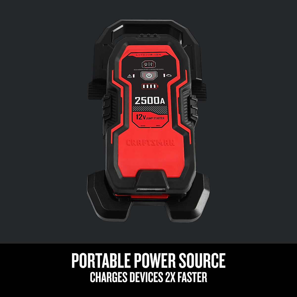 CRAFTSMAN 3-in-1 Lithium Jump Starter and Portable Power Pack, CMXCESM262 2500 Peak Amps, 12 Volts, 10.0L Gas, 8.0L Diesel Engines, for Motorcycles, Cars, SUV, Truck, and Boat Batteries