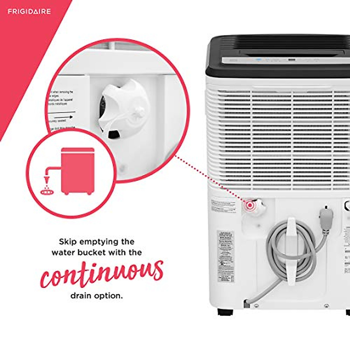 Frigidaire FFAP5033W1 Dehumidifier, High Humidity 50 Pint Capacity with Built-In Pump and a Easy-to-Clean Washable Filter, in White