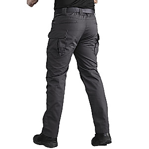 CARWORNIC Gear Men's Tactical Cargo Pants Waterpoof Lightweight Rip Stop EDC Military Combat Trousers Dark Grey