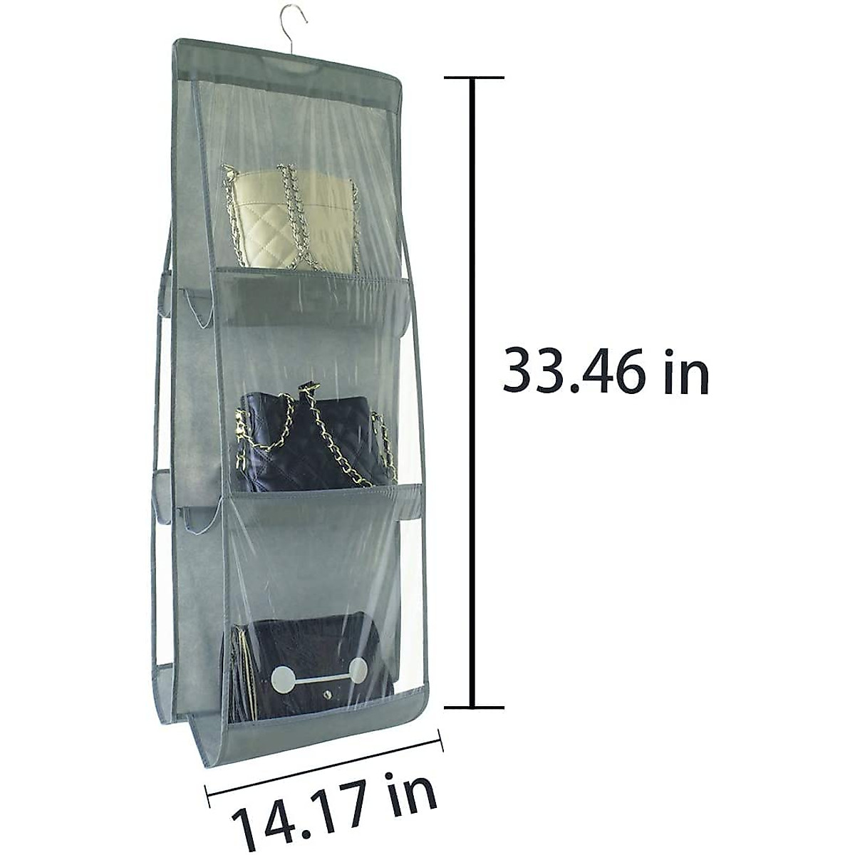 ThunderStar Hanging Closet Organizer Dust-Proof Storage Wardrobe Handbag Holder, Dual-Sided 6 Clear See-Through Pockets