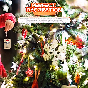 100 Pcs Unfinished Wood Pieces Rectangle-Shaped, Light Wooden Cutout Natural Rustic with Hole, and 2M Hemp Rope, for Craft Projects, Hanging Decorations, Painting, Staining (2” x 1.3”)