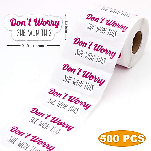 Muminglong 1.5 Inch Don’t Worry She Won This Sticker,Thank You Sticker,Small Shop Sticker, Small Business, Handmade Sticker,Packaging Sticker, 500 PCS