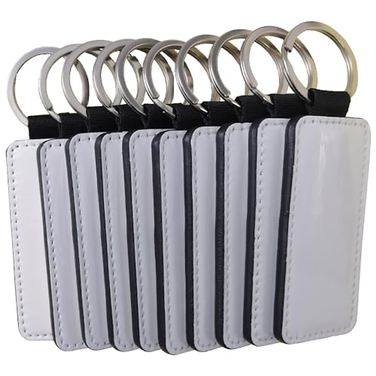 Yongkang 10 Pieces Sublimation Keychain (Blank leather + 7 Colors leather) Both Sides Can Be Sublimated DIY Craft (Rectangles)