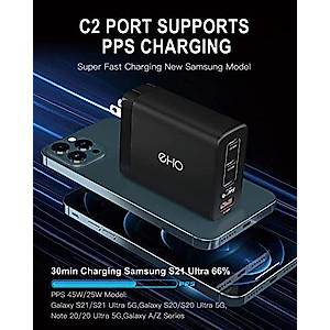 USB C Charger, 100W USB-C Power Adapter, Super Fast Charger for Samsung, GaN III Compact & Foldable Versatile Charger, 3 USB C+1 USB Port Charging Block Compatible with MacBook/iPhone/iPad, UL Listed