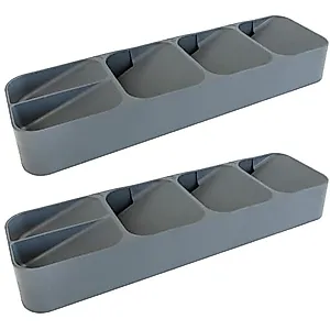 Kitchen Drawer Organizer, 2 Pack, Compact Cutlery Organizer, Narrow Utensil Divider Tray, Small Silverware Holder Spoon Fork Flatware Storage, One-size (2 PACK, Cutlery Organizer)