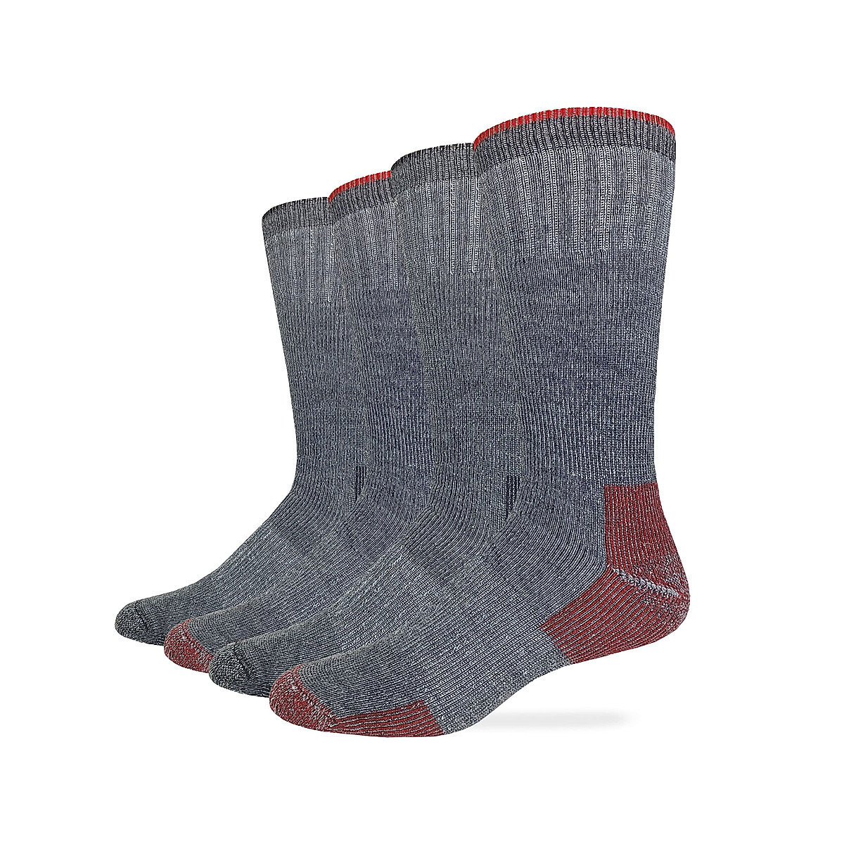 Carolina Ultimate Mens Merino Wool Blend Work Boot Socks 4 Pair Pack (as1, alpha, l, regular, regular, Black/Red, Large)