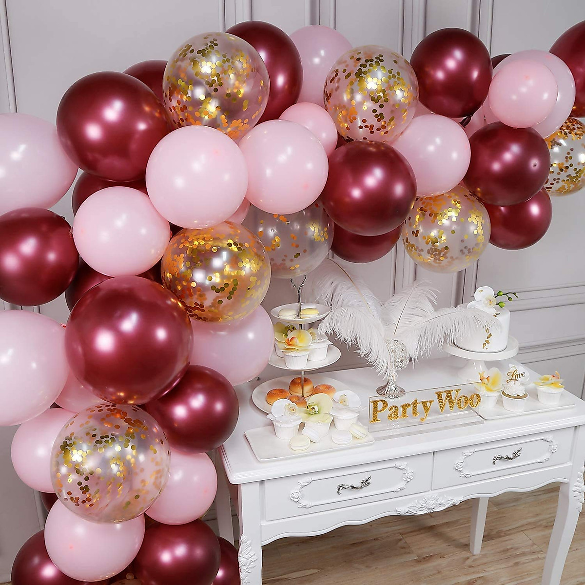 Maylai 50 Pack Burgundy Balloons 12 Inch(Thicken 3.2g/pc), Wine Red Ballons Round Helium Pearlized Balloons Maroon Balloons for Wedding Birthday Christmas Party Decoration (Burgundy)