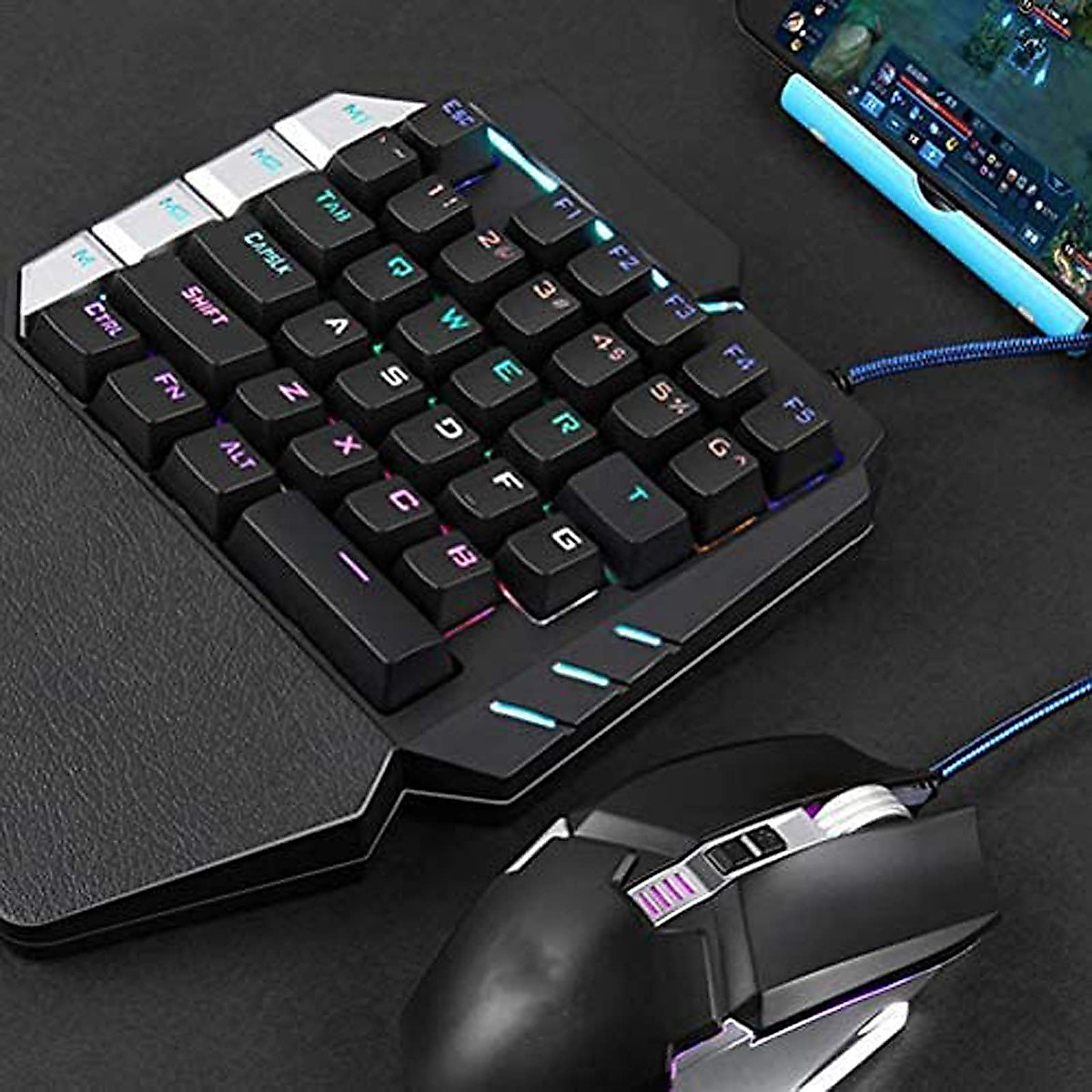 XYLXJ Mechanical Gaming Keyboard, Compact 38-Key Mechanical Computer Keyboard Blue Equivalent Switch for Windows PC Gamers (Black RED LED Backlight)