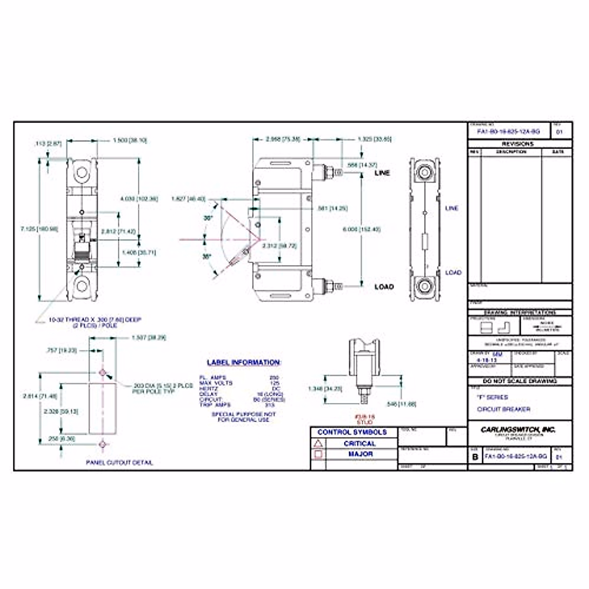 Midnite Solar MNEDC250 Panel Mount Breaker - 250 Amp