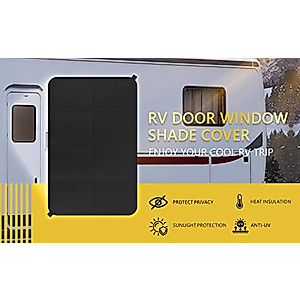 DoPake Thicken RV Door Window Shade Cover,Magnetic No Drill Foldable Velcro RV Blackout Window Cover,Waterproof Oxford Fabric,UV Rays Protection,Camper Trailer Door Window Sunshade Cover 16 x 25 inch