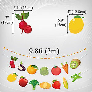 Uniwish Fruit and Vegetable Banner Farmers Market Party Decorations Garland Summer Fruit Garden Themed Baby Shower Birthday Party Supplies, Pre-Strung, NO DIY