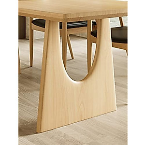 NIUYAO Solid Wood Dining Table Rectangle Modern in Nature with Double Pedestal Table Only for Dining Room Kitchen Leisure Table -63" L x 27.5" W x 29.5" H