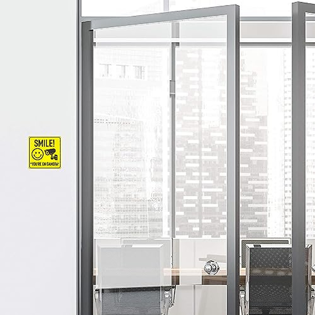 ASSURED SIGNS Smile You're On Camera Signs Stickers - 7 X 7 Inch - 8 Pack - Polite Video Surveillance Security Sign to Prevent Trespassing on Your Private Property - Perfect for House, Business, Yard or Driveway