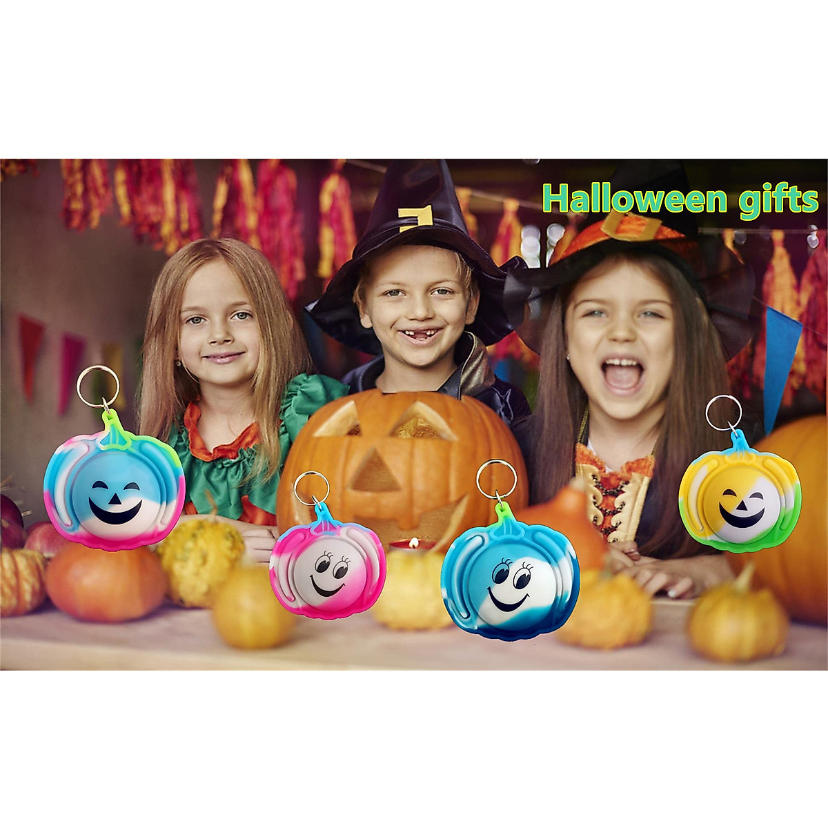 Roaqua Bulk 30 Packs Pumpkin Push Fidget Bubble Mini Pop Fidget for Teens and Kids,Small Birthday Halloween Party Favors Supplies and Classroom Student Prizes Gifts