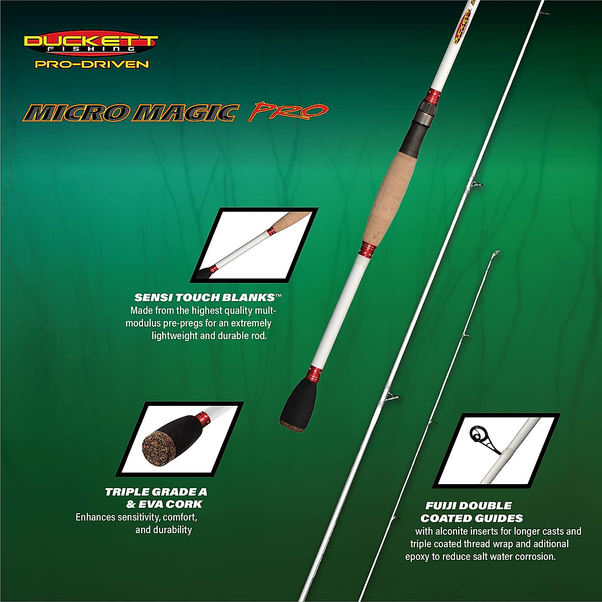 Duckett Fishing DFMP70M-S Micro Magic ProSpin Medium Action Rod with Split Grip, 7', Spinning