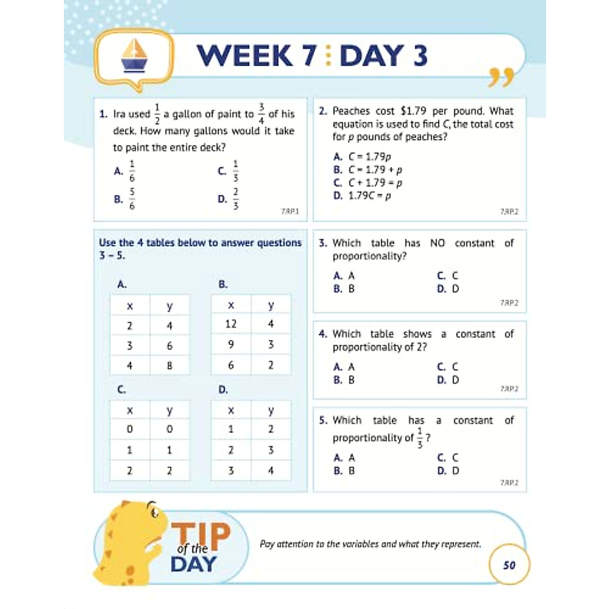 7th Grade Common Core Math: Daily Practice Workbook - Part I: Multiple Choice | 1000+ Practice Questions and Video Explanations | Argo Brothers (Next Generation Learning Standards Aligned (NGSS))