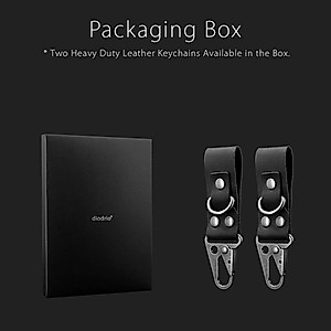diodrio EDC Leather Strap Keychain, Belt Clip Key Ring Fob Holder, Black. 2 per Pack.