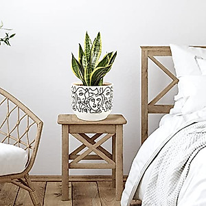 Gohearin Ceramic Planter - 6.6+5.4 Inch Flower Pot W/Drain Hole forIndoor or Outdoor, Gardening Decoration Gift -Face Image Flowerpot - Set of 2