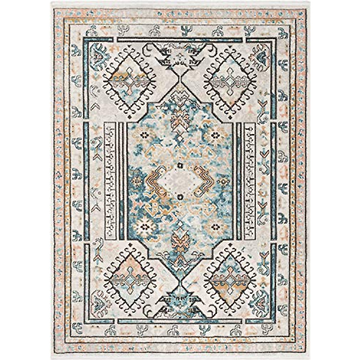 Well Woven Indira Valeria Bohemian Vintage Oriental Botanical Blue (5'3" x 7'3") Area Rug