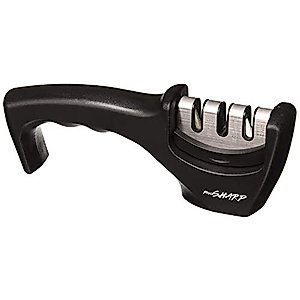 PreciSHARP 3 Stage Knife System to Sharpen Straight & Ceramic Kitchen Tools, Standard, Black