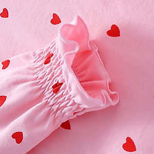 SOFEON Valentine's Day Outfit Toddler Baby Girl Long Sleeve Tunic Dress Top Heart Print Pants Headband Clothes Set (Pink-2, 12-18Months)