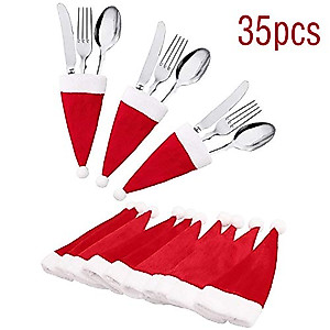 Small Round Dining Table Set for 4 Modern Christmas Tool 35PC Christmas Storage Set Fork Decorative Tableware Hat Kitchen，Dining & Bar Outdoor Place Mats for Dining Kitchen Table