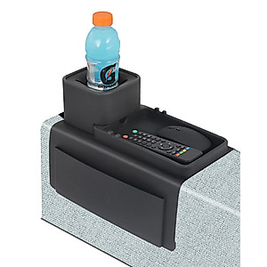 Silicone Couch Cup Holder, VIENFUT Anti-Spill Anti-Slip Sofa Armrest Tray BPA-Free, Dirt-Resistant Silicone Couch Arm Tray for Remote, Snacks, Cellphone and iPad, Gift for Family, Friend (Black)