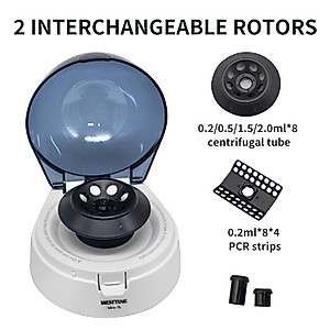 WEST TUNE 7000 RPM Microcentrifuge，Lab Benchtop Centrifuge.Mini Centrifuge Machine with Low Noise,2 Rotors for 0.2/0.5/1.5/2ml Centrifuge Tubes and PCR Strips