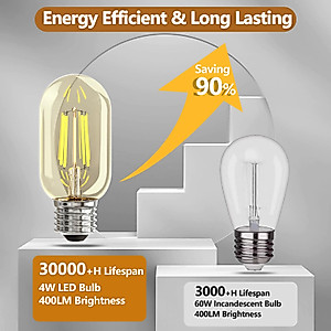 NUODIFAN 4 Pack T45 LED Edison Bulbs, Vintage LED Filament Bulbs 4W Equivalent 40W, 110-130V E26 Base 2700K Warm White Light, CRI 90+ Clear Glass Small Bulbs, Great for Home Office Bedroom.