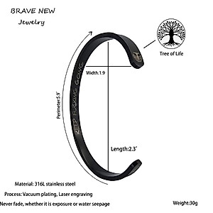 EZUY GNAY Black Stainless Steel Bracelet Tree Of Life Cuff Bracelet Inspirational Keep Fucking Going Personality Gift Bracelet For Women&Men