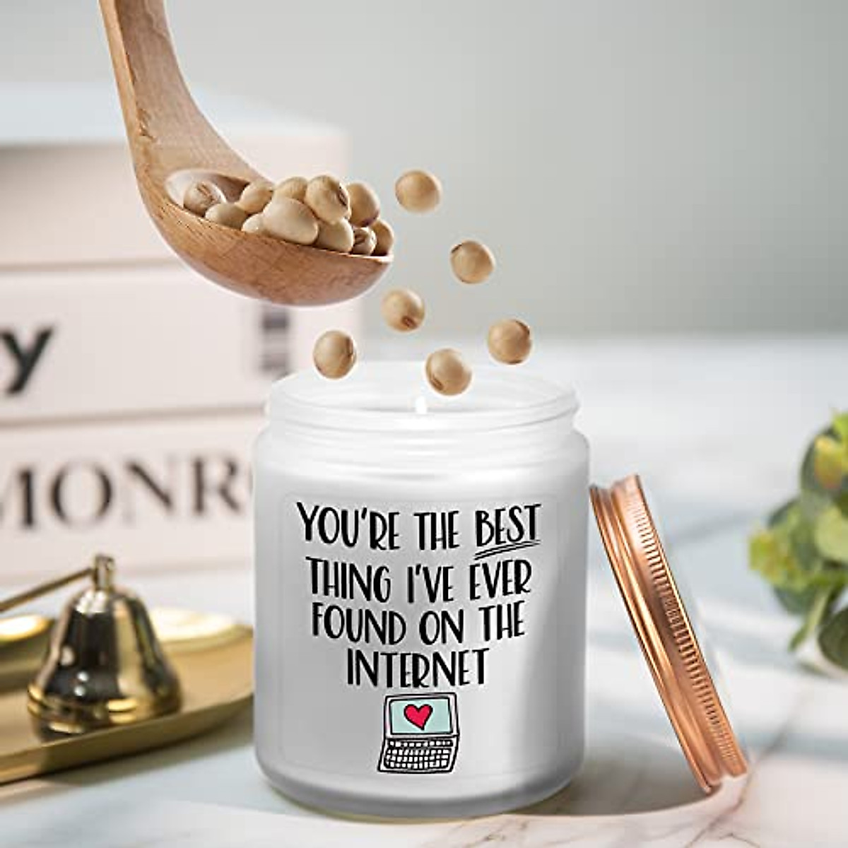 Gifts for Women Men - Funny Romantic Gifts for Her Him Birthday Anniversary Christmas Valentine's Day Gift for Girlfriend Wife Boyfriend Husband BFF Friend Bestie Online Dating Present Lavender Candle