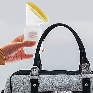 Silicone Breast Pump 2 Pack, Manual Breast Pump with Protective lid, Portable Milk Saver for Breast Feeding,100% Food Grade Silicone BPA Free(4oz/100ml), Yellow