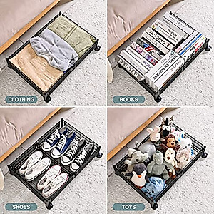 Luseba Under Bed Storage with Wheels, Drawer with Markable Nameplate, Under-Bed Shoe Storage Organizer for Clothes, Toy, Book, Blanket, Under Bed Storage Containers