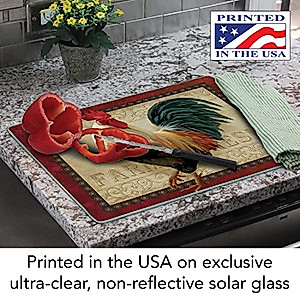 CounterArt Farm Fresh Rooster 3mm Heat Tolerant Tempered Glass Cutting Board 15” x 12” Manufactured in the USA Dishwasher Safe