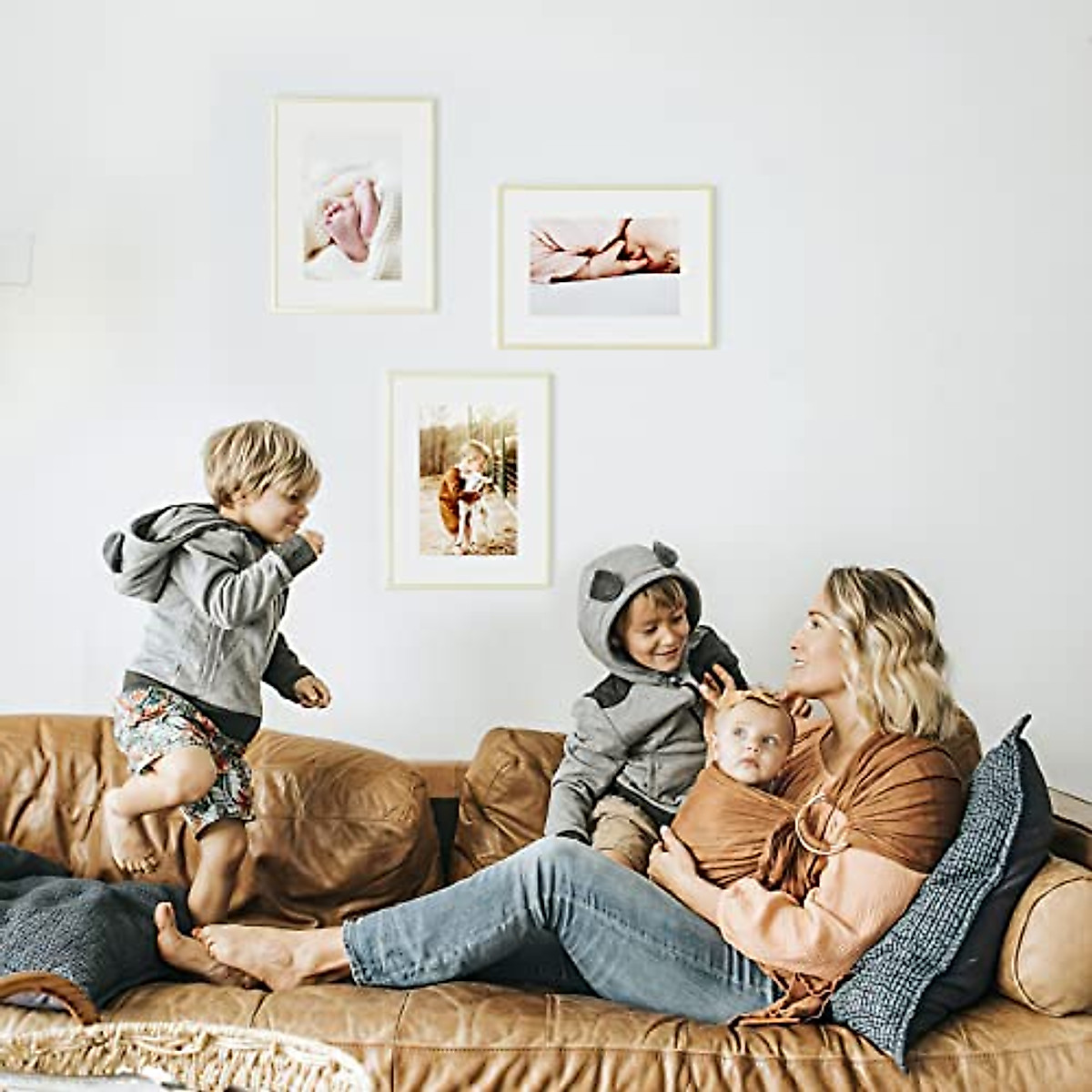 Homeforia - 12x16 inch Metal Picture Frame - 12 x 16 Aluminum Photo Frames - 12x9 Mat - Tempered Glass - Wall Hook Included - Set of 1 - Gold